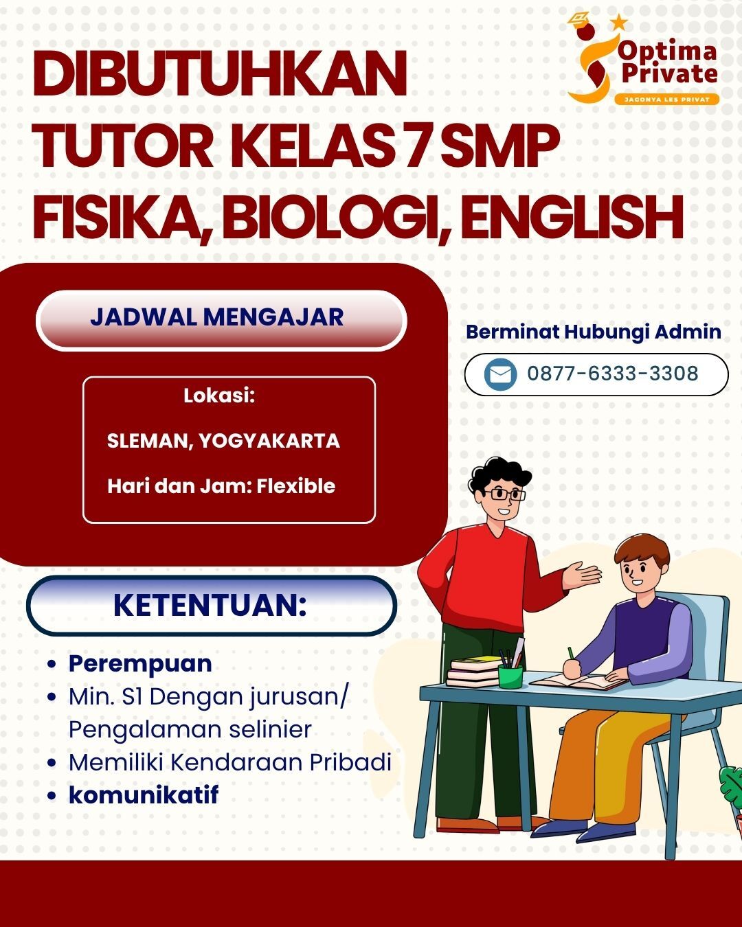 Lowongan Kerja Tutor Kelas 7 SMP Fisika, Biologi, English - Tutor TK ...
