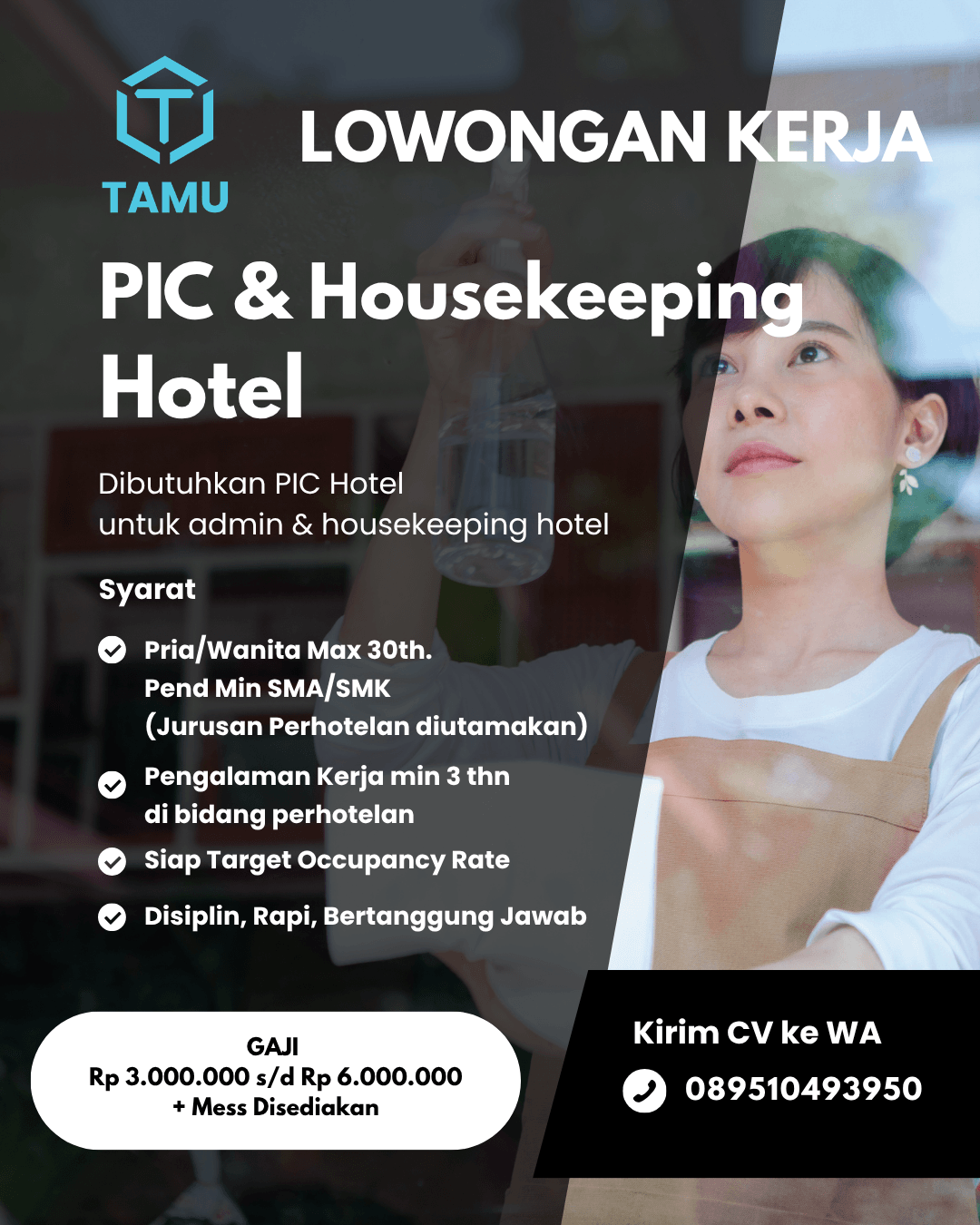 Lowongan Kerja PIC Admin Housekeeping di Tamu Hotel - LokerJogja.ID
