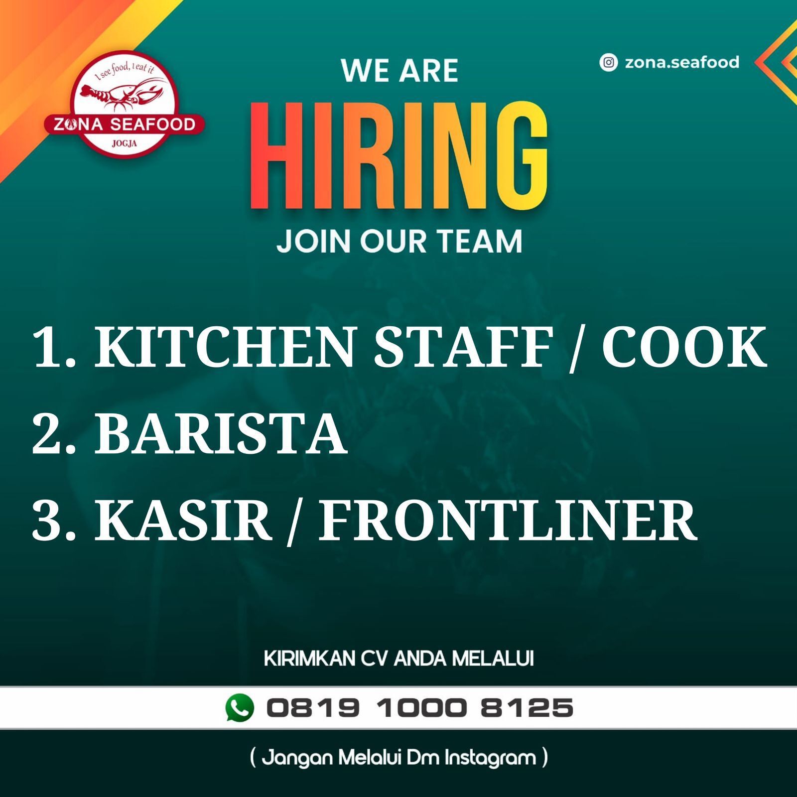 Lowongan Kerja Kitchen Staff & Cook (Pria) - Barista (Pria) - Kasir ...